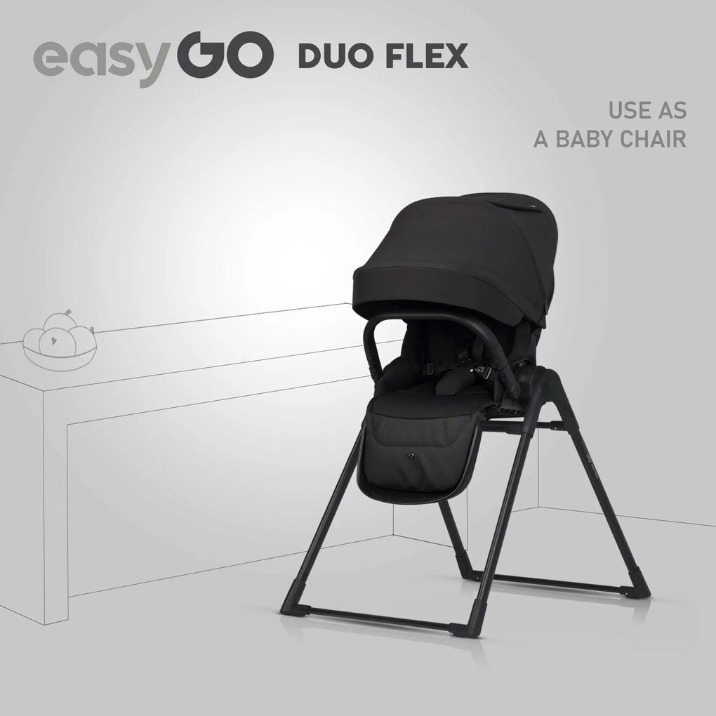 Sourozenecký kočárek EasyGo Duoflex Ebony Black 2 sportovní části