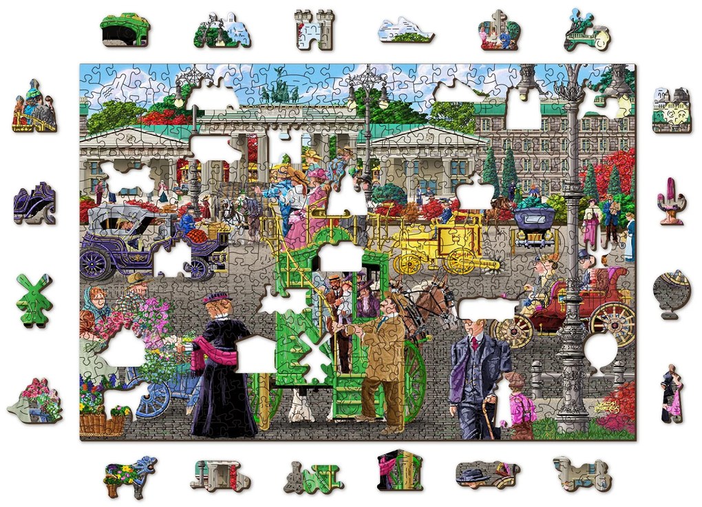 Puzzle woden city dřevěné puzzle pařížské náměstí v berlíně 2v1, 505 dílků eko
