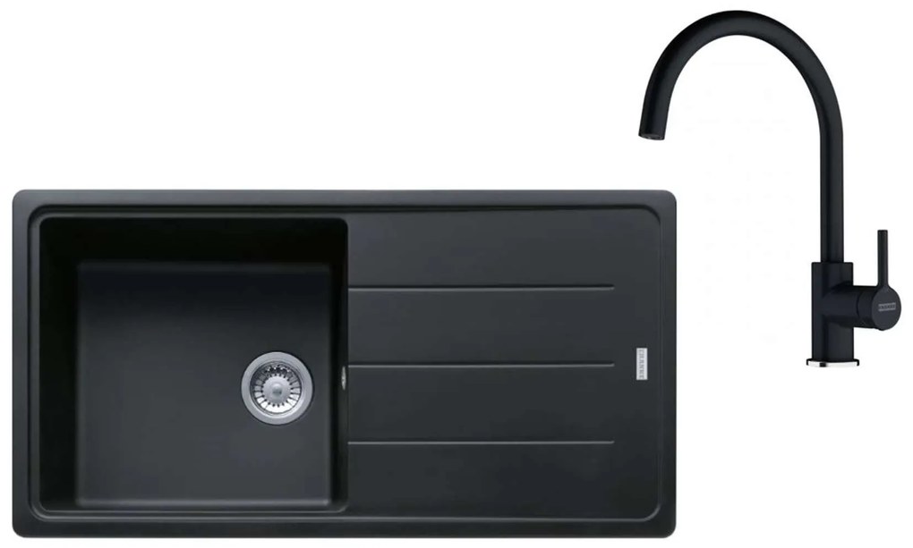 Franke - Kuchyňský set G280O, fragranitový dřez BFG 611 a baterie FC 6018.071, onyx 114.0700.812