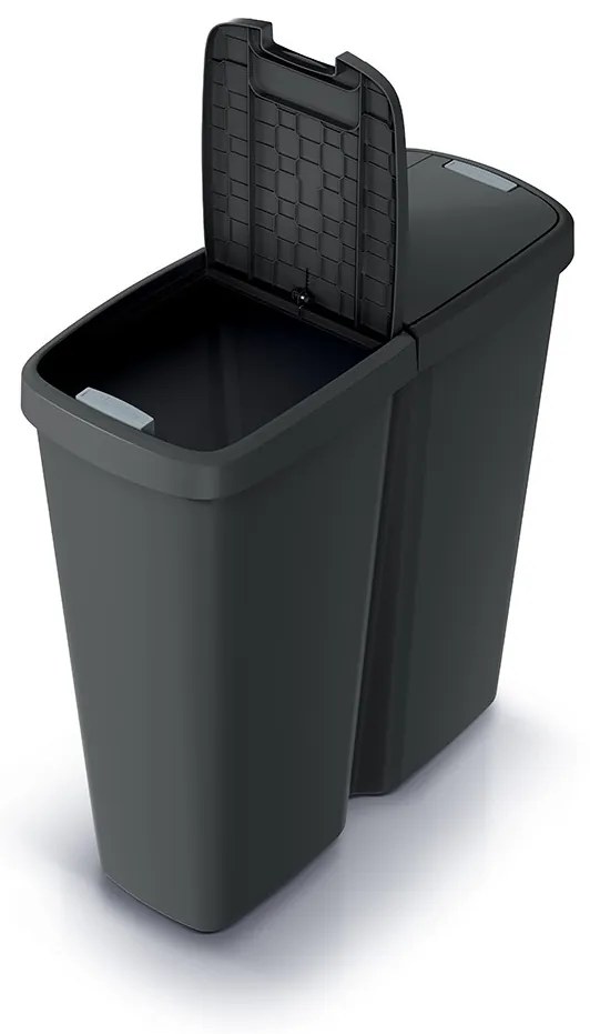 Odpadkový koš DUO černý, 50 l, černá