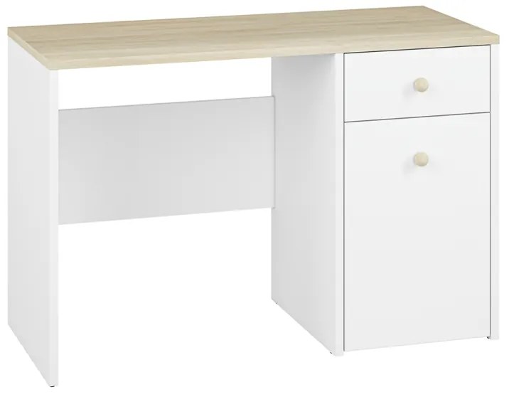 ML FURNITURE Psací stůl - ELMO 18, matná bílá/buk fjord