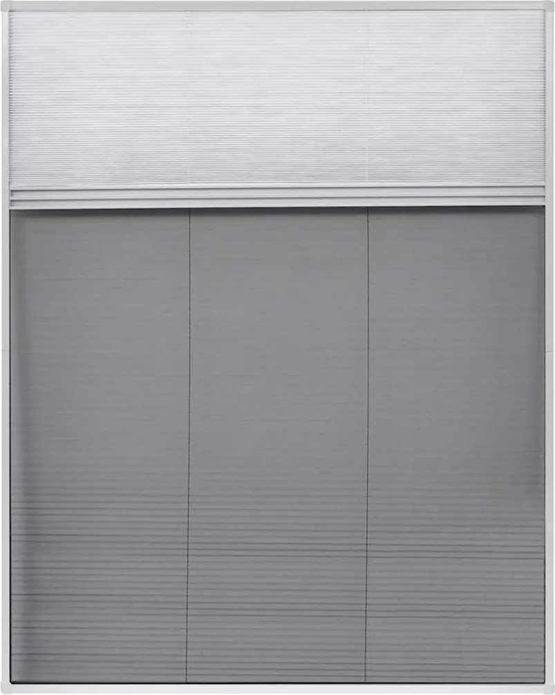 Plisovaná okenní síť proti hmyzu se zástěnou, hliník, 80x100 cm 142616
