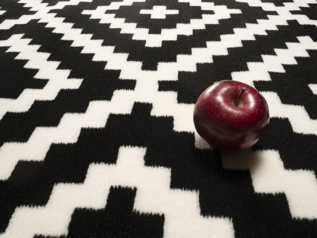 Alfa Carpets, Kusový koberec Gloria new black/cream, 190x280, černobílá, chodba / předsíň
