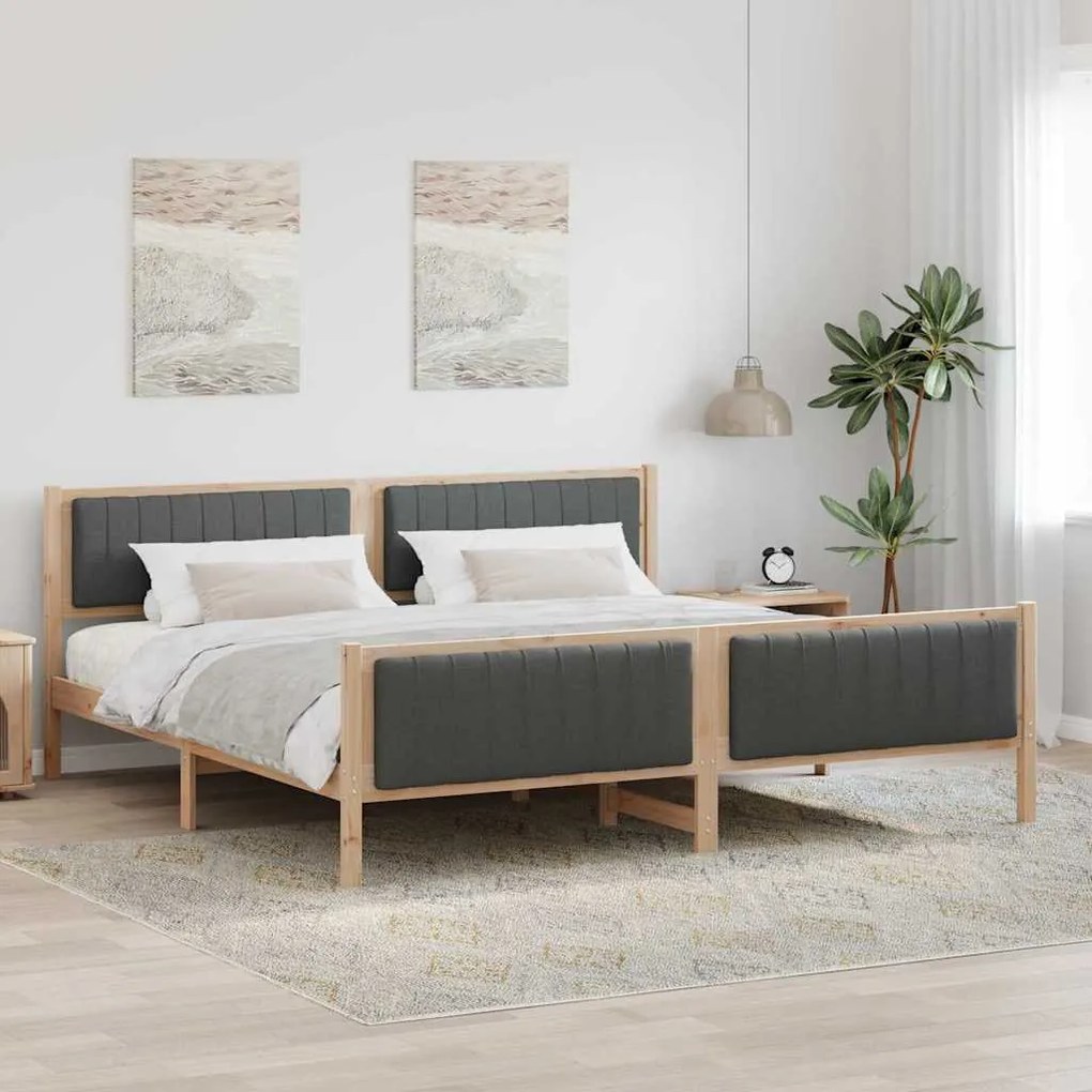 Rám postele s čelo hnědá a tmavě šedá 200 x 200 cm 3394299
