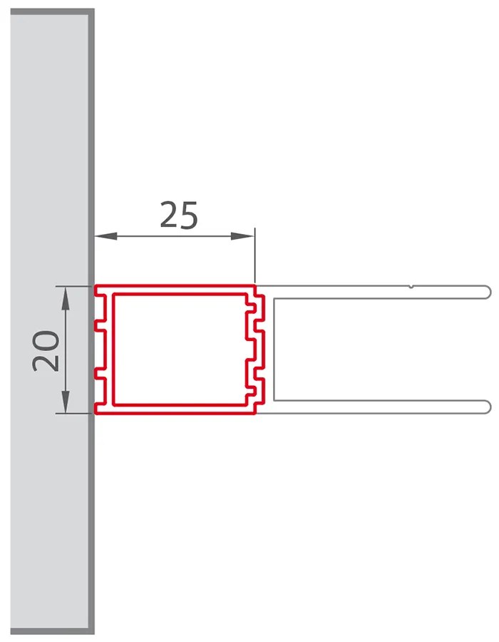 Roth Nastavovací profil CARIBA Varianta: šířka: 25 mm, výška: 2000 mm - (CI EL2 2000 NE), Barva profilů a typ výplně: profily: černá (elox)