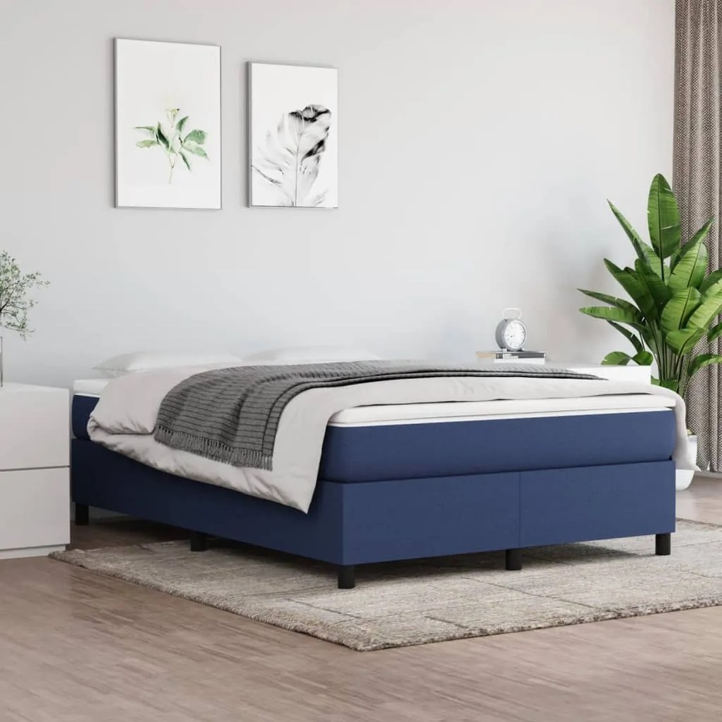 Box spring postel s matrací modrá 140x200 cm textil 3144429