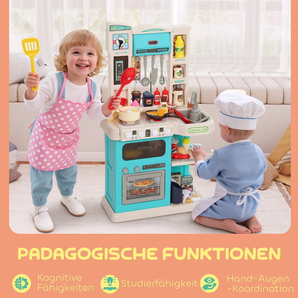 92dílná kuchyňská sada pro děti, kohoutek, plast, 3-6 let, zelená