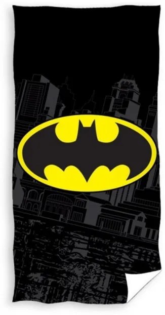 CARBOTEX - Dětská bavlněná plážová osuška Batman - LOGO - Gothan / 70 x 140 cm
