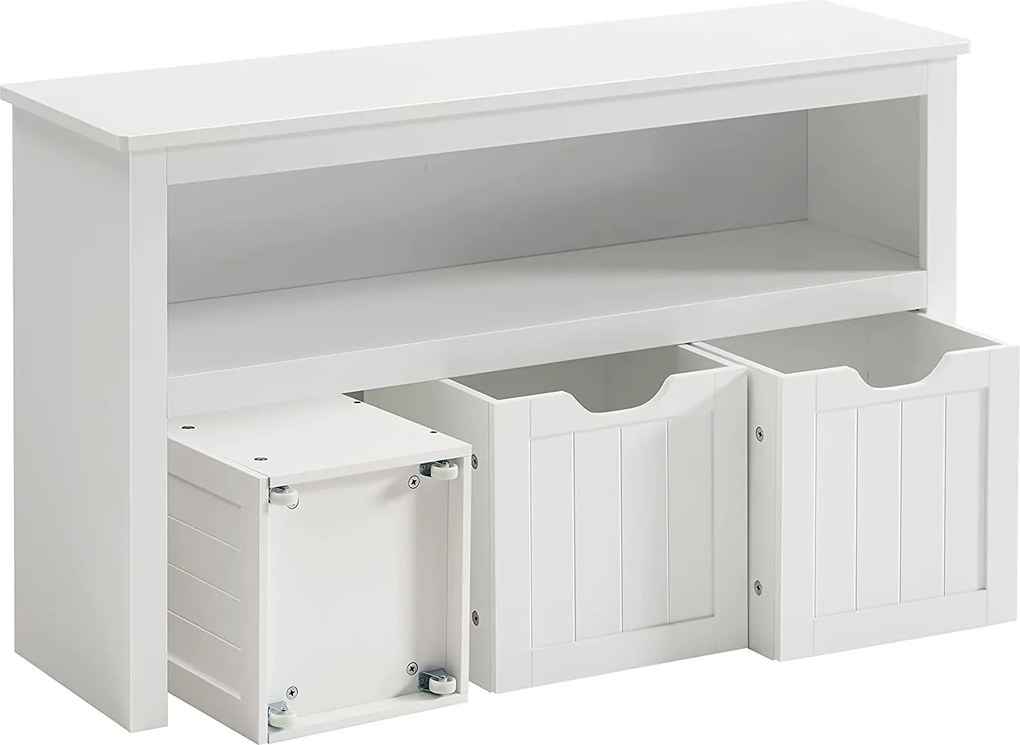 Úložný box na hračky pro děti, s kolečky, 102 x 60 x 30 cm, bílý