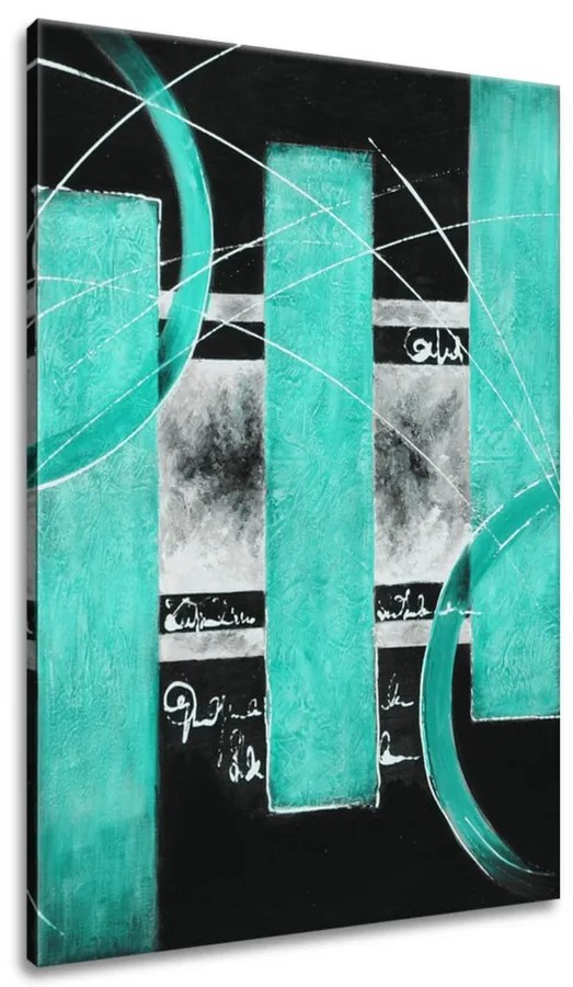 Gario Ručně malovaný obraz Tyrkysové linie Rozměry: 70 x 100 cm