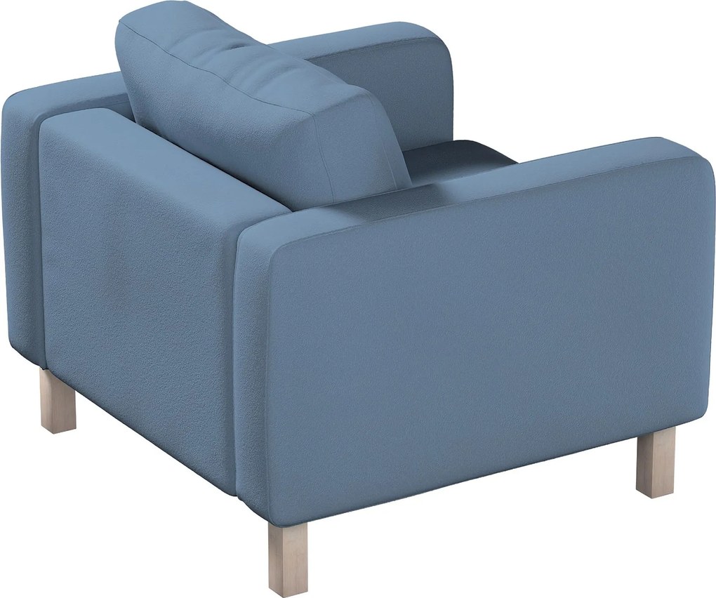 Potah na křeslo IKEA Karlstad, krátký barva modrá látka pletený vzor