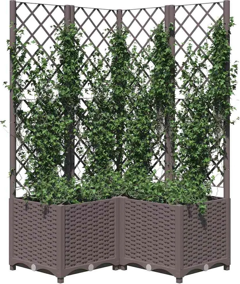 Zahradní truhlík s treláží hnědý 80 x 80 x 136 cm PP 318265
