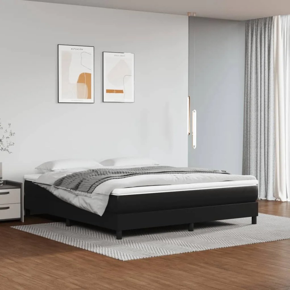 Rám postele s boxspringem černá 160 x 200 cm umělá kůže 3120706