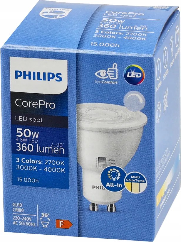 LED žárovka GU10 4,8W 360lm CorePro CCT