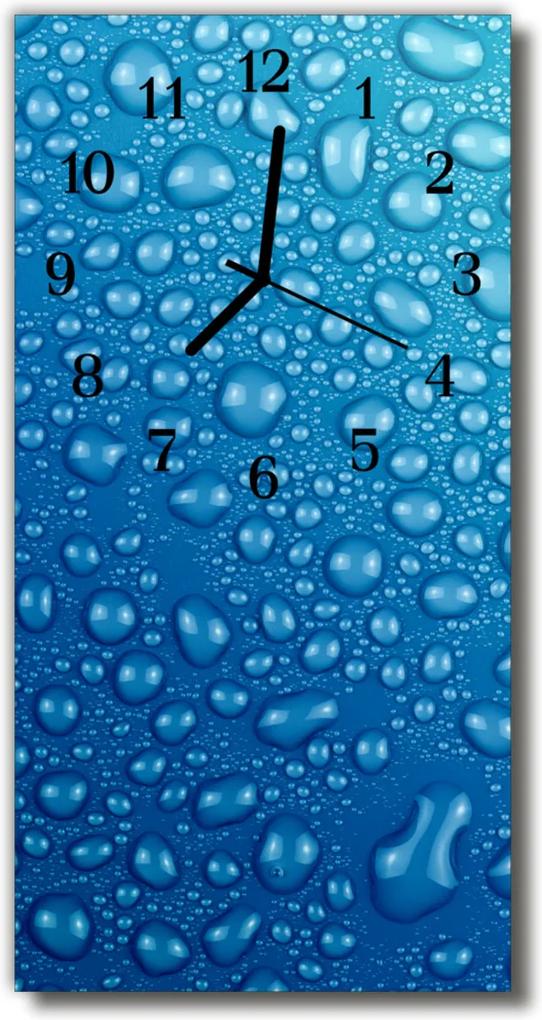 Skleněné hodiny vertikální Příroda. Kapky modré vody