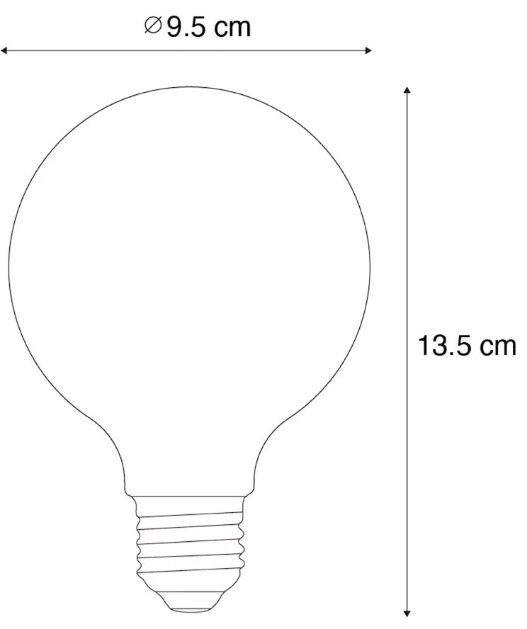 Sada 5 ks Stmívatelná LED spirálová žárovka E27 s vláknem G95 4W 270lm 2700K