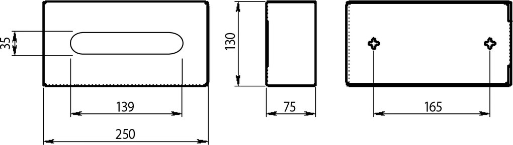 Gedy Gedy, Kleenex box závěsný, 250x75x130 mm, černá matná, 230814