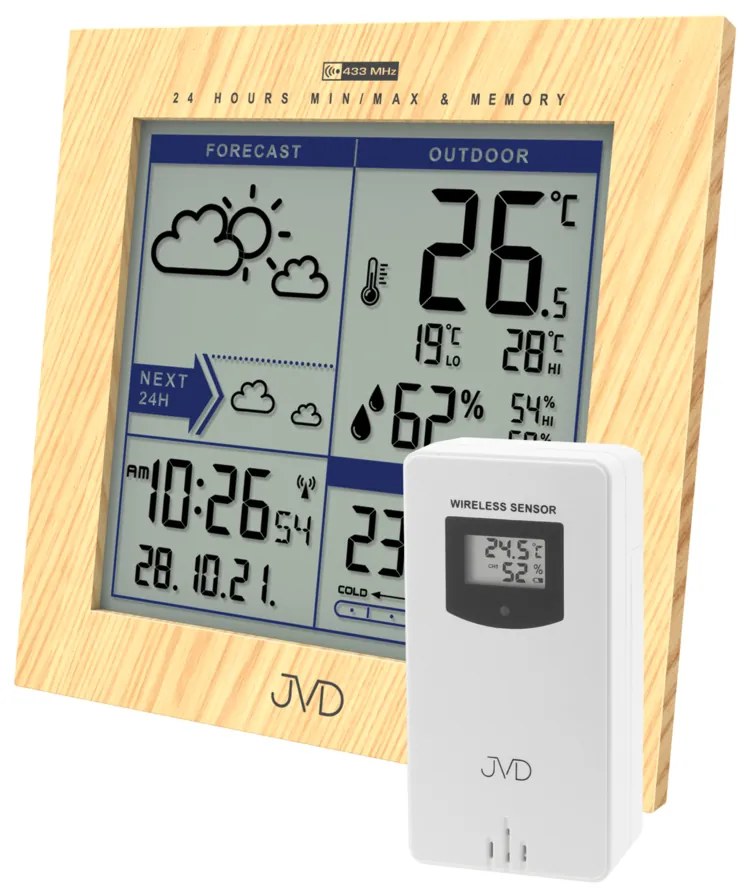 JVD Rádiem řízená meteorologická stanice v imitaci dřeva JVD RB9233.1