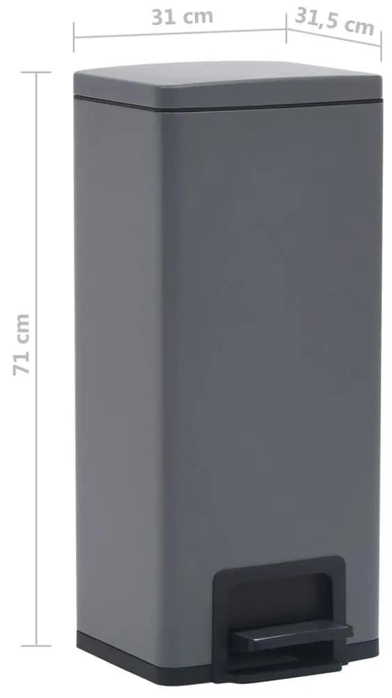 vidaXL Odpadkový koš s pedálem 30 l šedý nerezová ocel