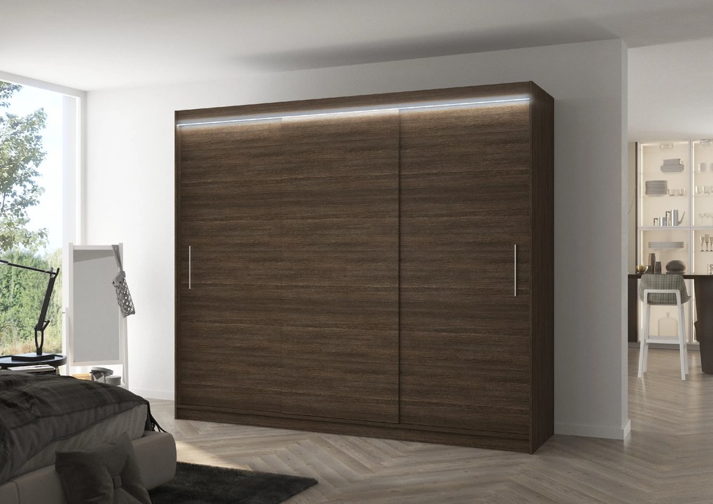 ADRK Furniture Posuvná skříň s LED osvětlením ANTOS 250 SW-ANT-CH-250+L-V370