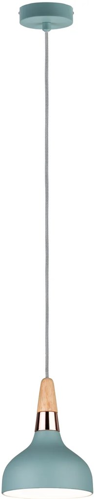 Paulmann 79652 Juna, zelené závěsné svítidlo z kovu, mědi a dřeva, 1xE14, Ø16cm