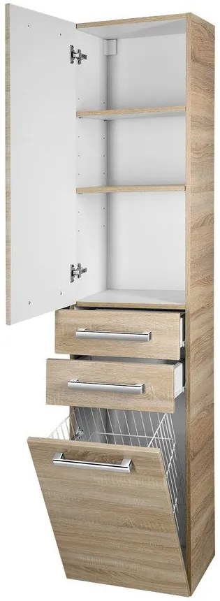 Aqualine Vega skříňka vysoká s košem 184 cm dub platin VG980 Koupelny Bernold
