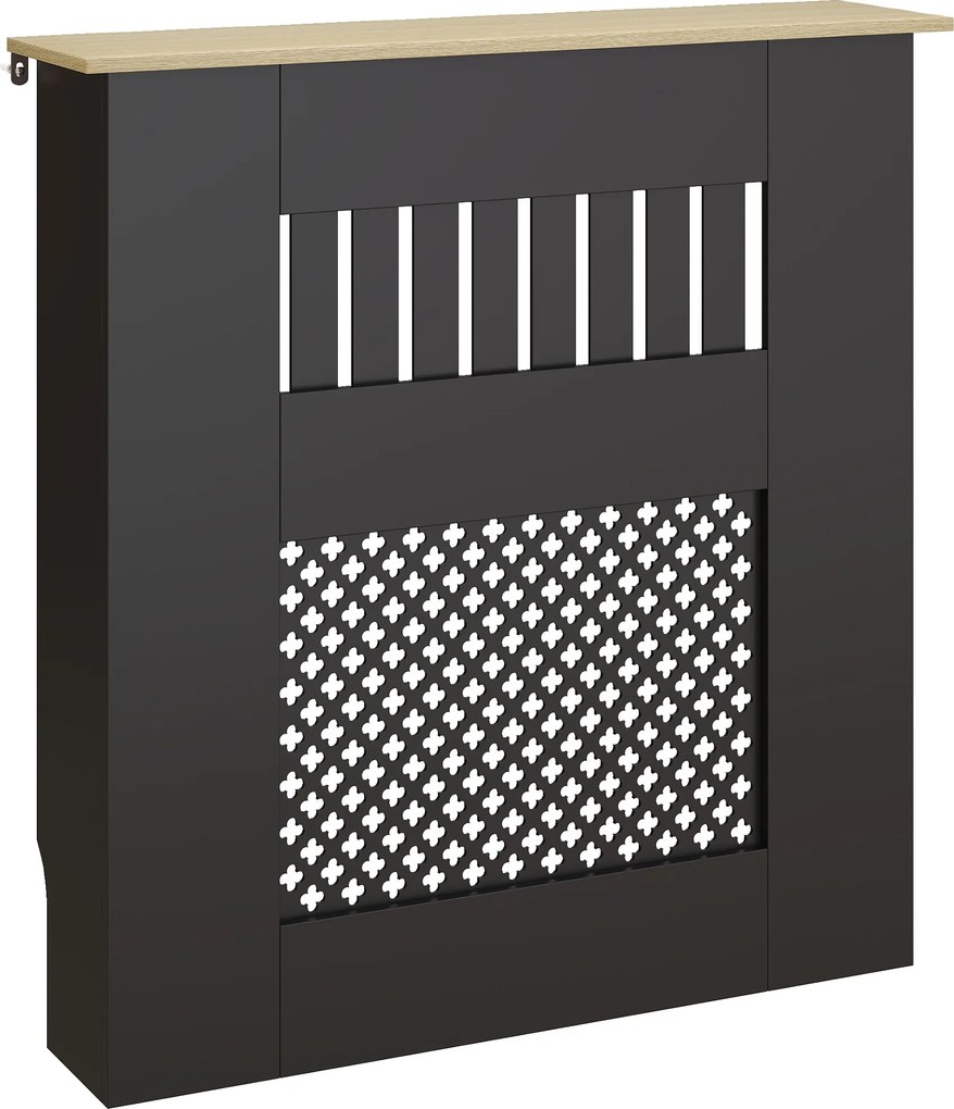 HOMCOM kryt radiátoru 78 x 19 x 81 cm, kryt radiátoru, moderní lamelový a voštinový design, černá