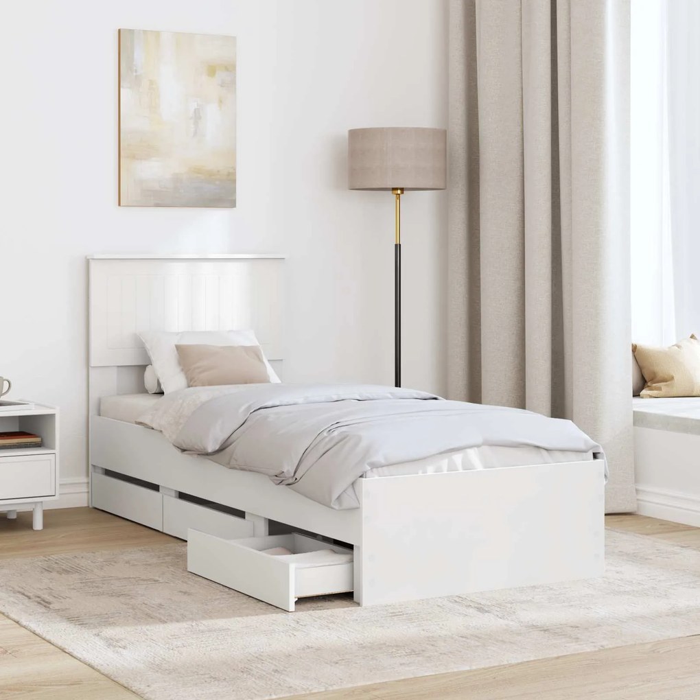 Rám postele se zásuvkou Bílá 75 x 190 cm Inženýrské dřevo 3410756