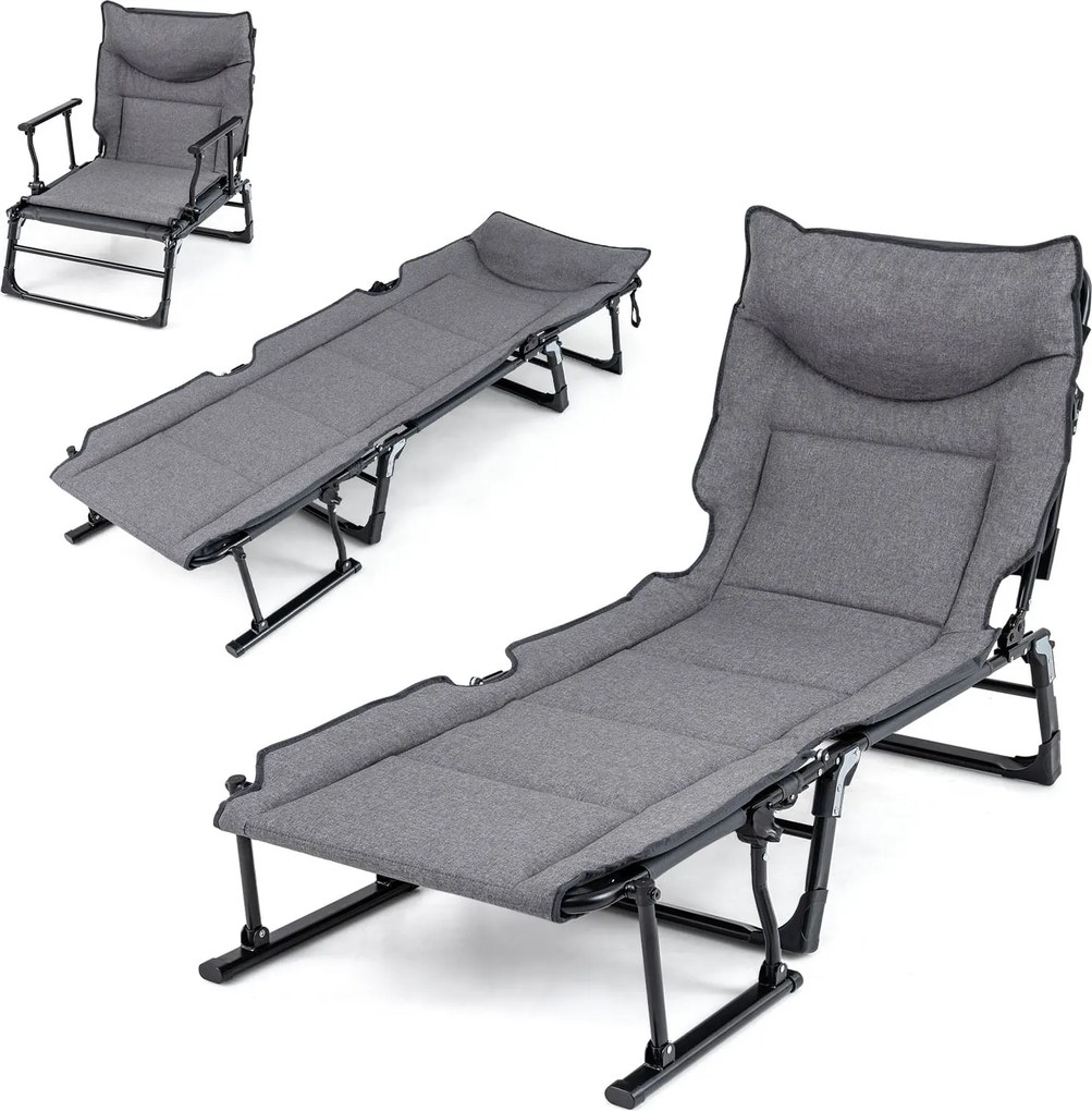 Costway 3 in 1 Zahradní lehátko s opěrkou hlavy a – 180 × 66,5 × 38 cm