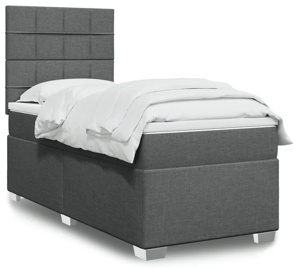 Box spring postel s matrací tmavě šedá 90x200 cm textil 3290372