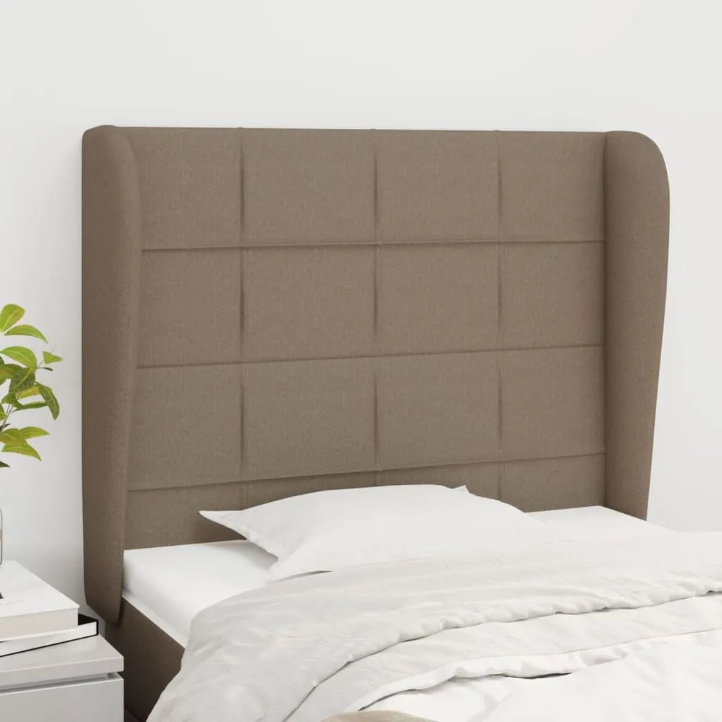 Čelo postele typu ušák taupe 83 x 23 x 118/128 cm textil