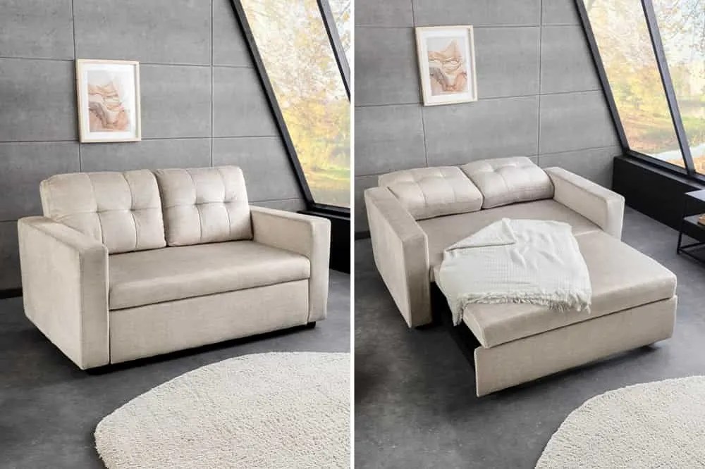 Designová rozkládací pohovka Zaragoza 142 cm béžový samet