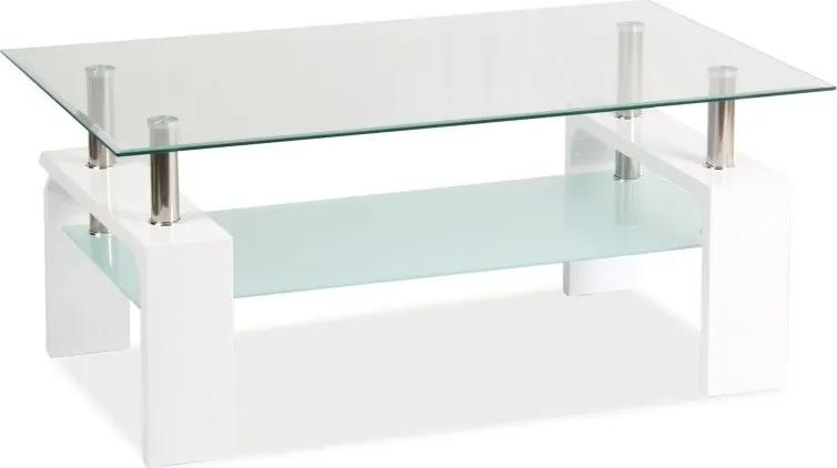 Nábytkáři ORFA LISA BASIC II - konferenční stolek bílá lesk /sklo tvrzené/police mléčné sklo 60x55x100 ( LISABASIC2TB) (S) (K150-E)