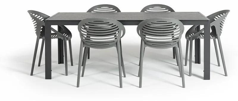 Zahradní jídelní set pro 6 osob s šedou židlí Joanna a stolem Viking, 90 x 205 cm