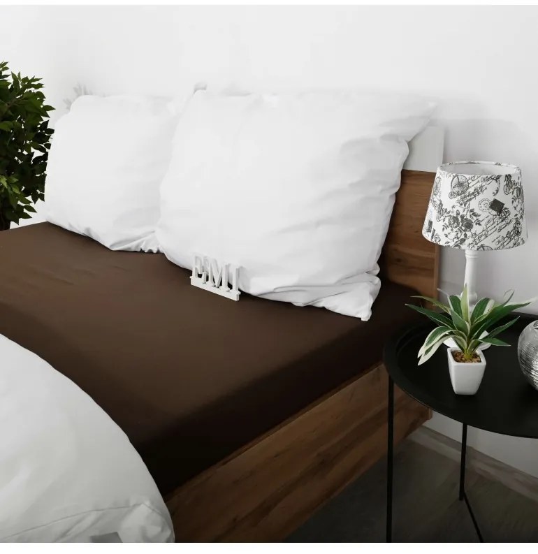 Prostěradlo tmavě hnědé jersey EMI, Plachta 90x200