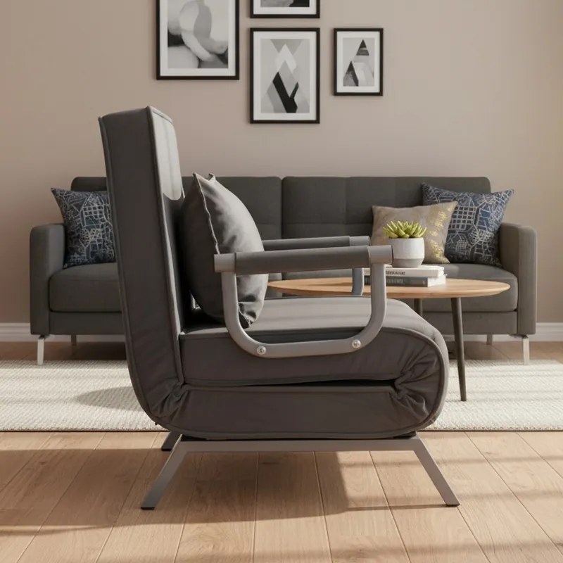 Velaco Čalouněné rozkládací křeslo IBIZA, tmavě šedé/šedé