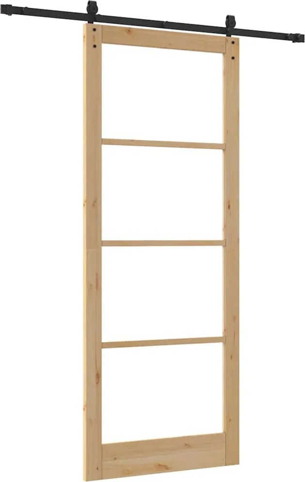 Posuvné dveře 93 x 232 cm Masivní borové dřevo a sklo Přírodní 3332347