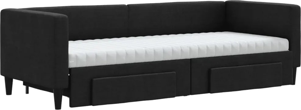 Válenda s přistýlkou a zásuvkami černá 80 x 200 cm textil 3196629
