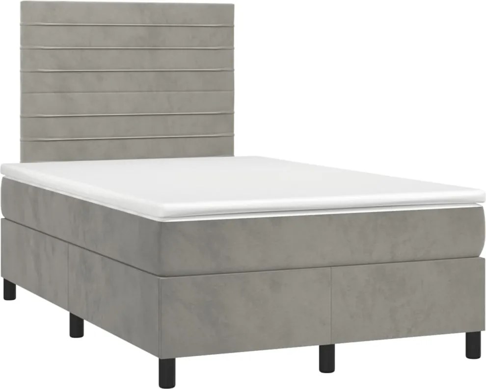 Box spring postel s matrací světle šedá 120 x 200 cm samet 3143073