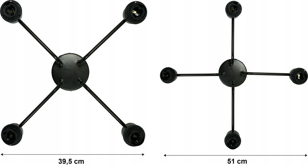 Skleněná stropní lampa s LED žárovkami, 4xe27 - kouřová koule