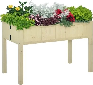 Outsunny květináč na zahradu, květinový box na zeleninu z borovicového dřeva pro zahradu, terasu, balkon, venkovní použití, 115 x 56 x 76 cm, přírodní