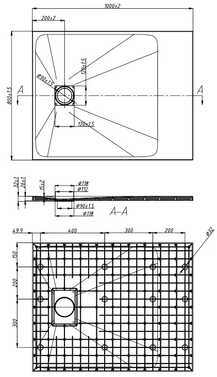 BPS-koupelny Obdélníková akrylátová sprchová vanička HYD-OSV-RIKO 100x80 bílá