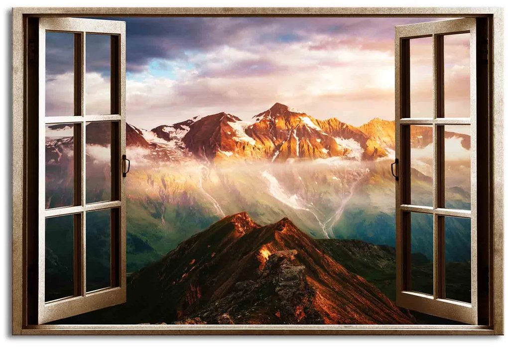 3D obraz okno na Glossglockner Velikost (šířka x výška): 90x60 cm