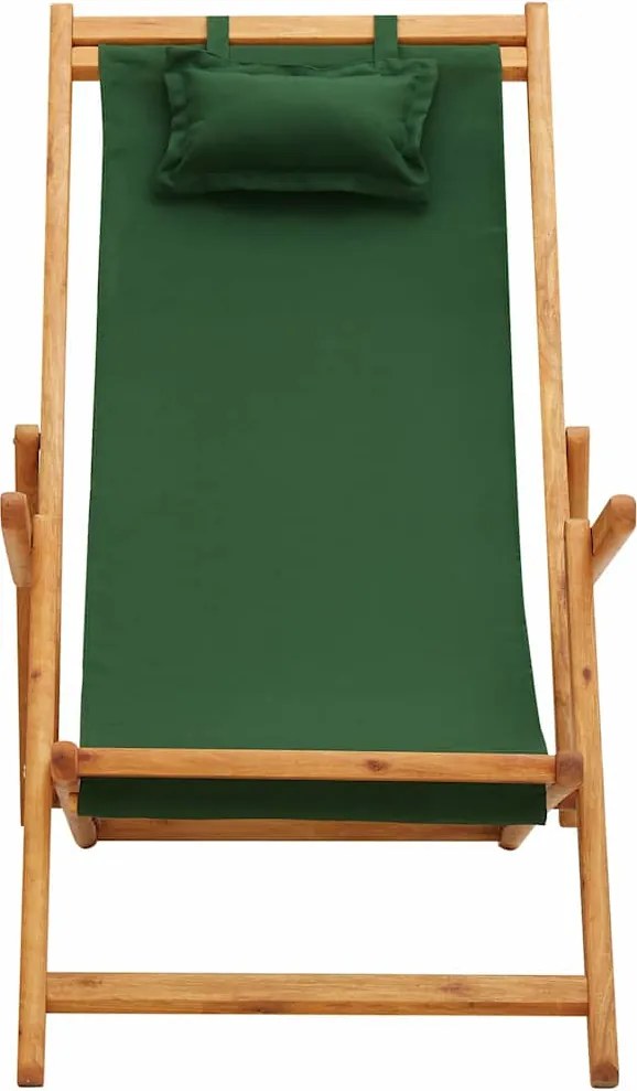 Skládací židle z masivního eukalyptového dřeva a látky, zelená 310312