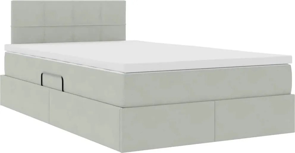 Postel s úložným prostorem Světle šedá 120 x 200 cm samet 3370749