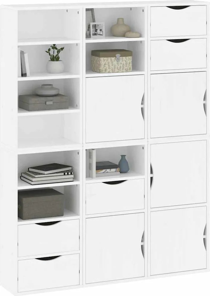 Boční skříňky 6 ks "ODDA" Bílá 40x24x79 cm Borovicový masiv 3365355