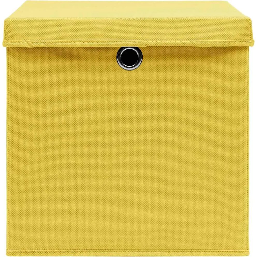 Úložné boxy s víky 4 ks žluté 32 x 32 x 32 cm textil 288366