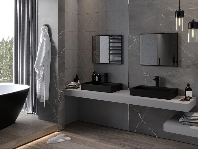 Mexen Loft obdélníkové koupelnové zrcadlo 60 x 50 cm, černý rám - 9852-060-050-000-70