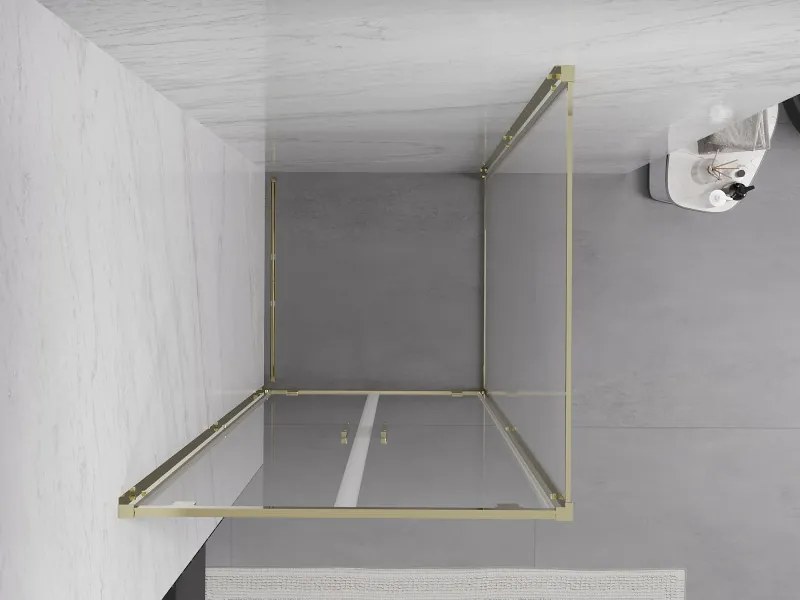 Mexen Exo, výklopná sprchová kabina, dveře 120 cm + boční stěna 120 cm, transparentní sklo, zlatá, 8182-120-120-50-00
