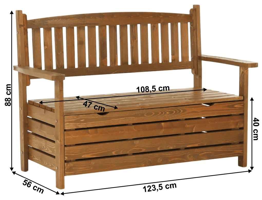 Kondela Zahradní lavička, hnědá, 123,5 cm, DILKA